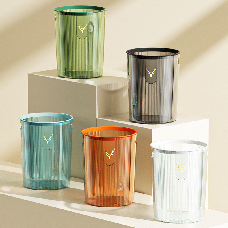 Transparent Trash Can With Pressure Ring Large Capacity Plastic Garbage ...