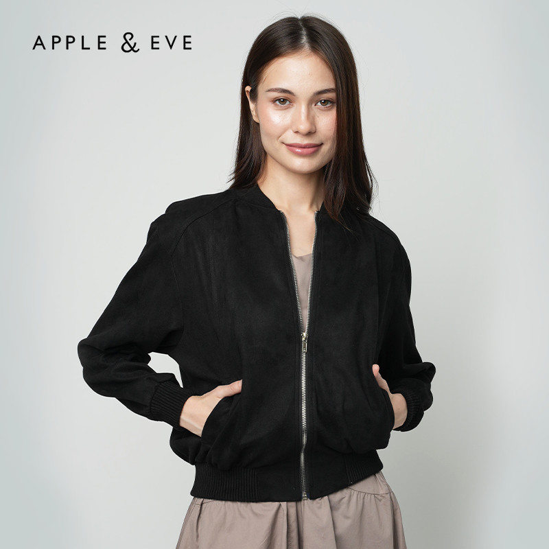 Apple & Eve Maizie Classic Bomber Jacket with Silver hardware Zipper as ...