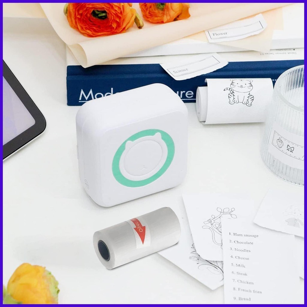 Thermal Printer Label Paper 57x30mm Thermal Printer Sticker Roll Mini ...
