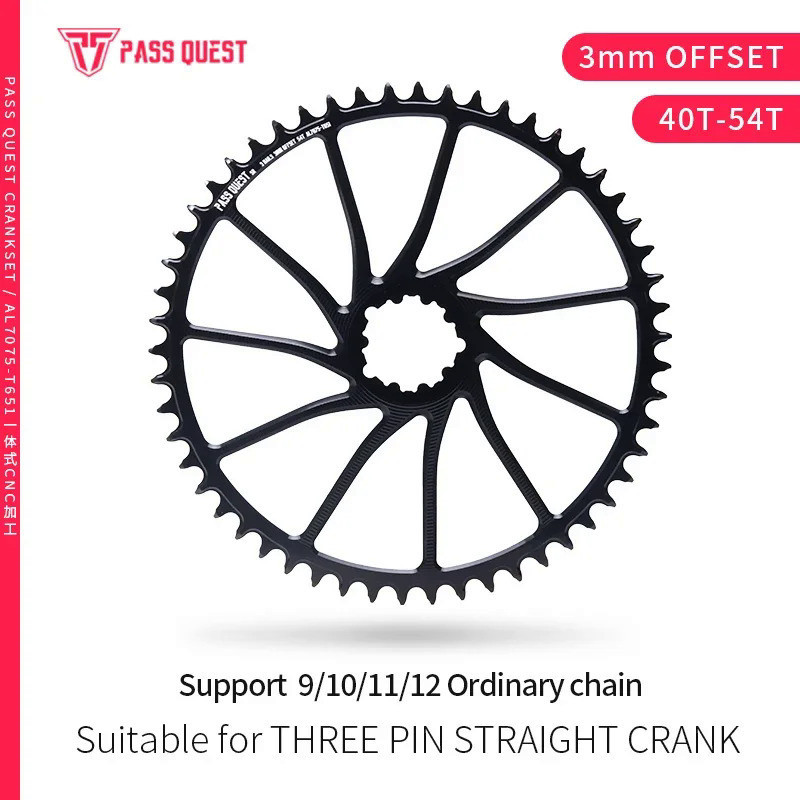 PASS QUEST 3mm Offset GXP Chainring 40T/42T/44T/46T/48T/50T/52T/54T ...