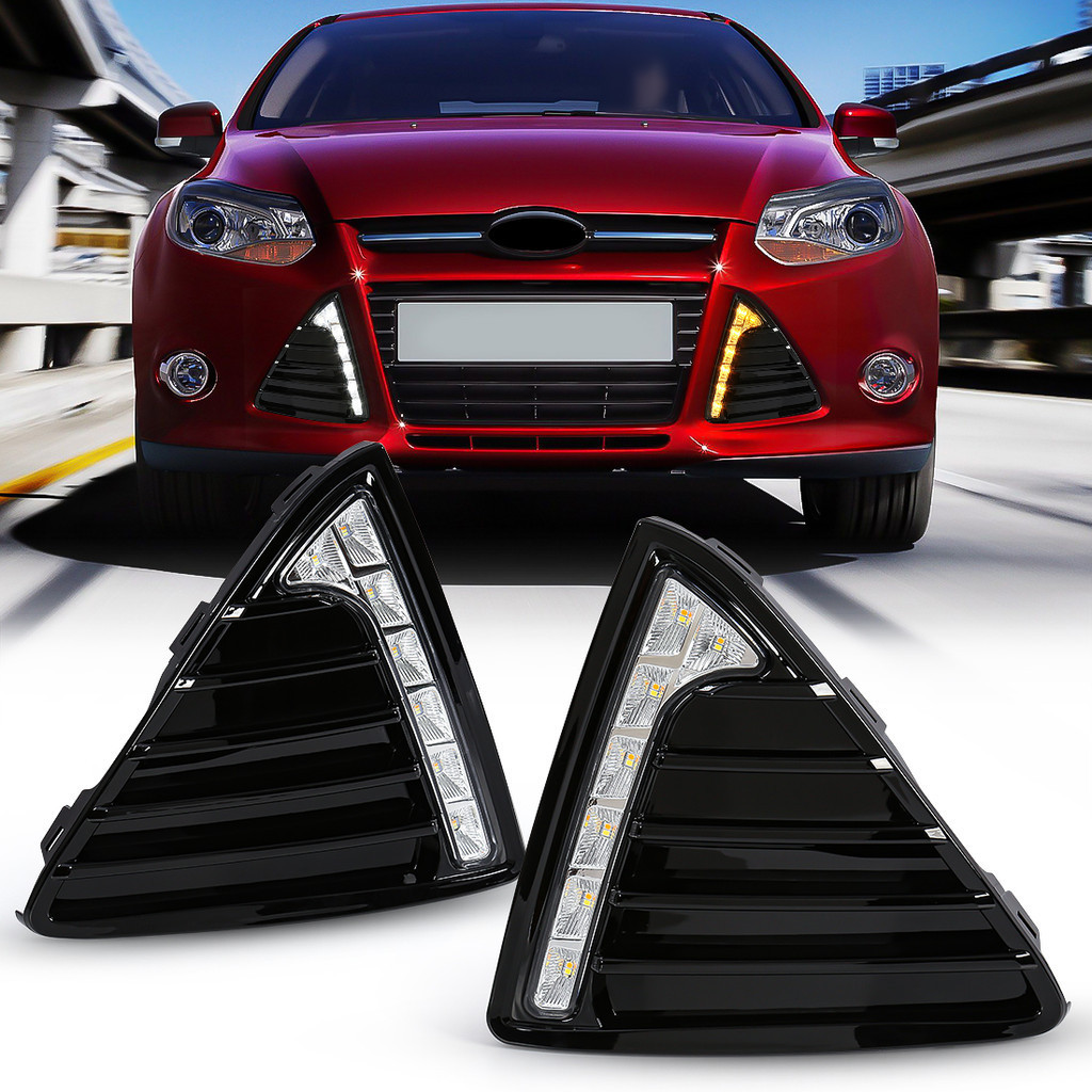 For Ford Focus 2012 2013 2014 LED DRL Daytime Running Lights Dynamic ...