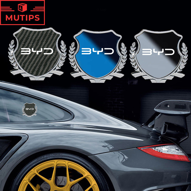 BYD Car 3D Metal Badge Sticker Carbon Fiber Texture Emblem Auto Body ...