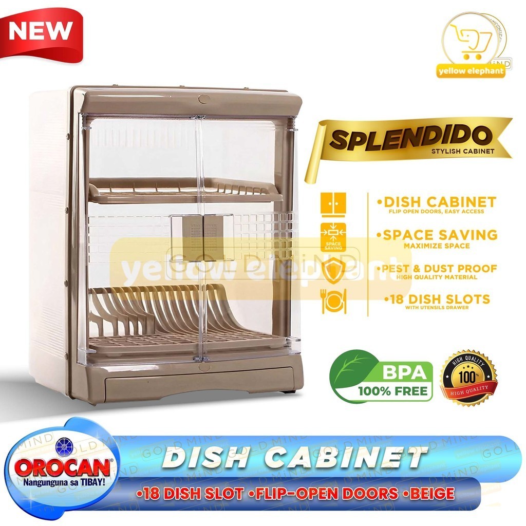 Orocan Splendido Dish Cabinet 18 Dish Slot Dining Plates & Utensils ...