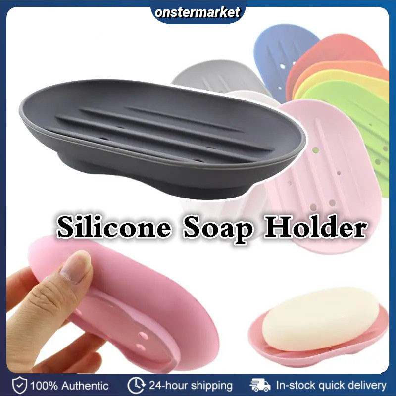 Bathroom Silicone Soap Dish Non-slip Flexible Soap Holder Soap Dish ...