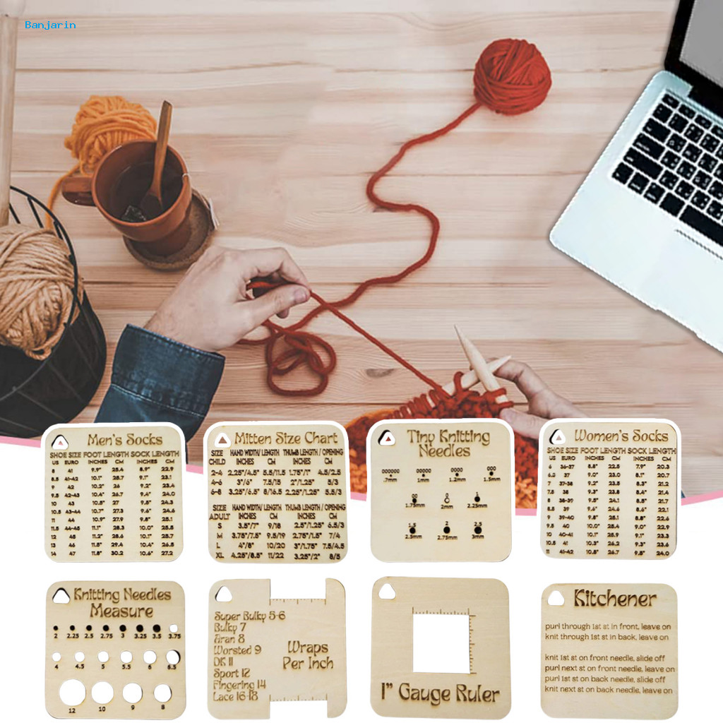HOT Knitting Gauge Tool Wooden Knitting Rulers Portable Wood Knitting ...