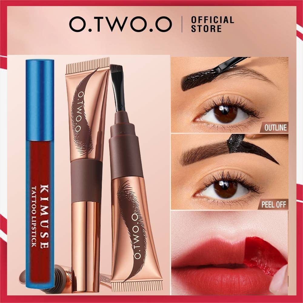 O.TWO.O Peel-off Eyebrow Gel Tint + Kimuse peeloff lip gloss Waterproof ...