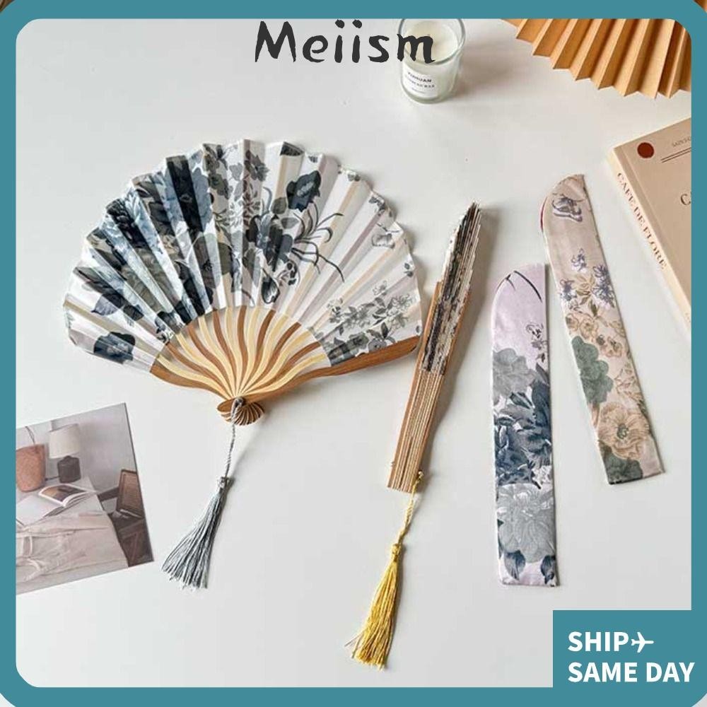 MEIISM Hand Fold Fan, Chinese Style Portable Silk Flower Folding Fan ...