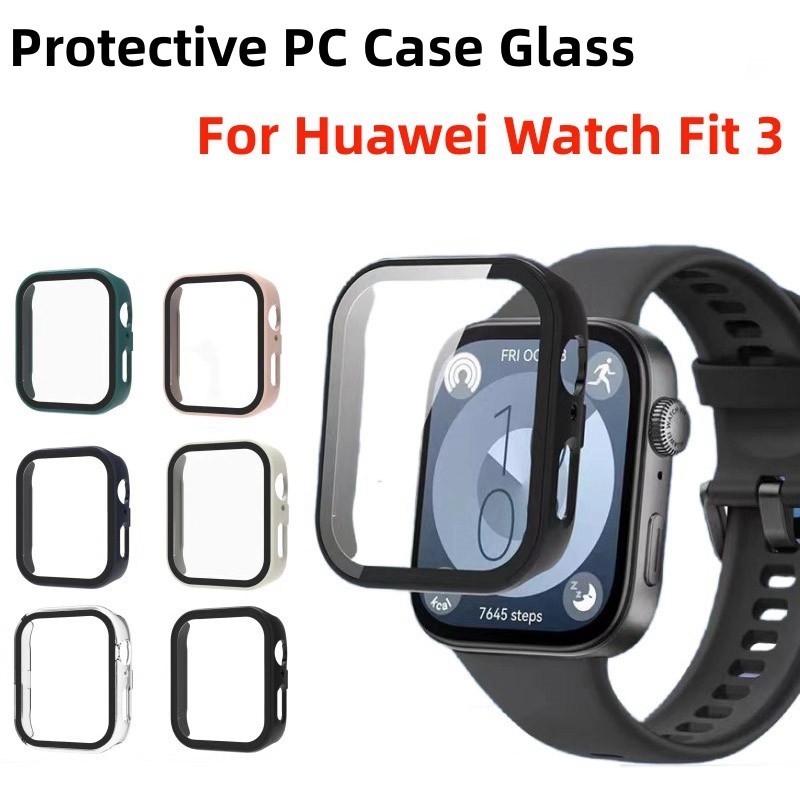 For Huawei Watch Fit 3 PC Case Glass Full Smartwatch Screen Protector ...