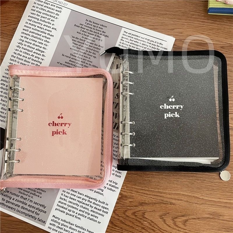 Transparent Zipper 6 Holes Binder Photo Card Organizer PVC Student ...