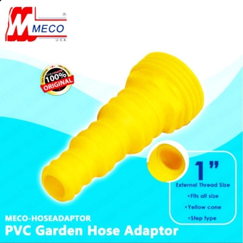 MECO HOSE ADAPTOR FITS ALL SIZE PVC GARDEN HOSE ADAPTER YELLOW CONE ...