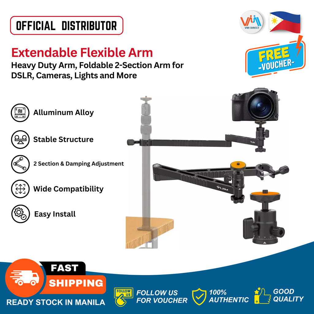 Flexible Boom Arm Extension with Tube Mount Clamp for Smartphone DSLR ...