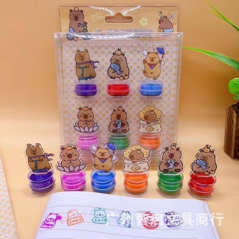 6Pcs/Box Capybara Cartoon Stamps DIY Scrapbook Kids Stamp Cartoon ...