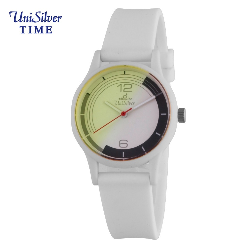 UniSilver TIME Women's White / Yellow Green Analog rubber watch KW4877 ...