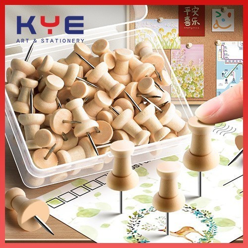 Wooden Thumb Tack Push Pins for Cork Board, Bulletin board / Artery Wooden Push Pin / 50pcs ...