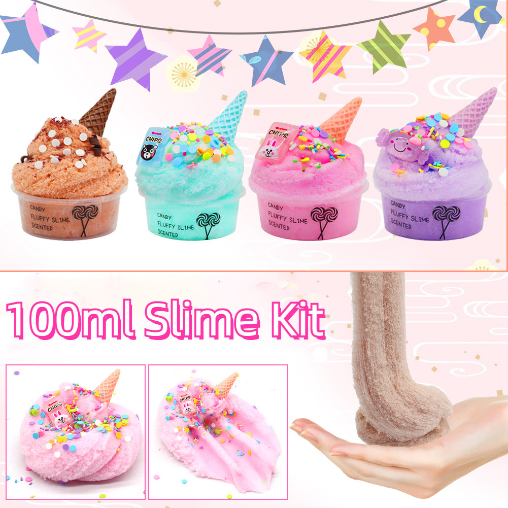 100ml Slime Kit Cute Candy Ice Cream Slime Clay Plasticine Mud Adult ...