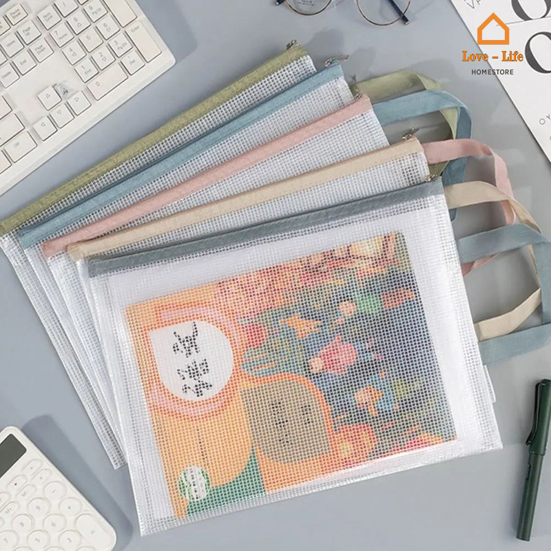 Convenient Handheld Large Capacity A4 Transparent Zip File Pouch ...