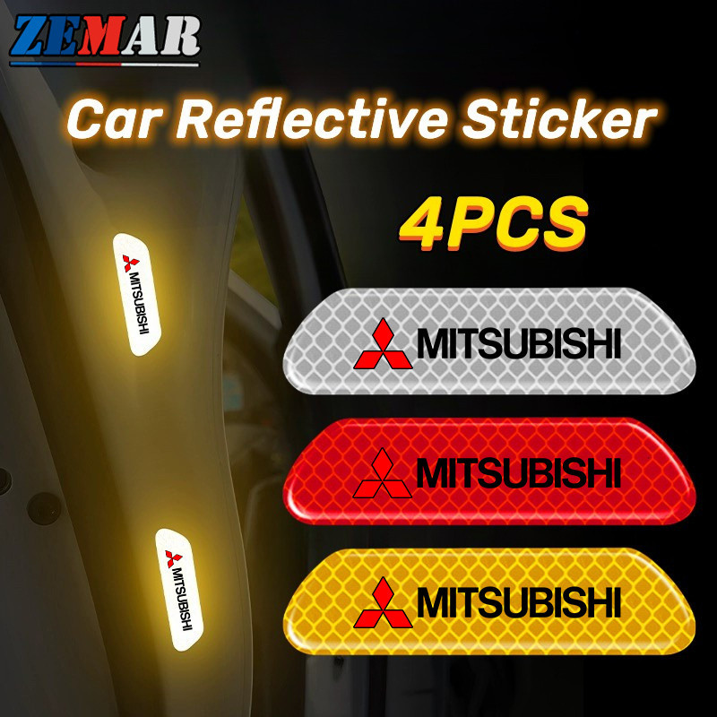 4Pcs Mitsubishi Car Door Reflective Sticker Scratch Protection Sticker ...