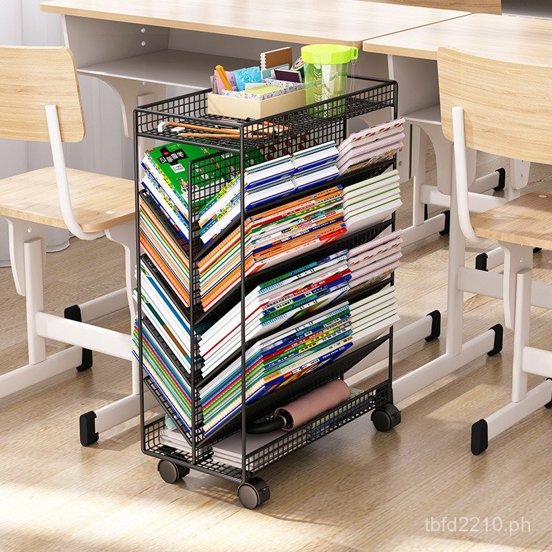 Student Bookshelf Desk Floor Storage Rack Desk Moving Wheels Boy Shelf ...