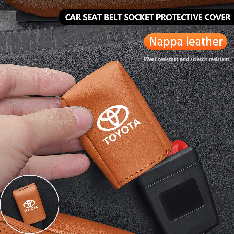 Car Seat Belt Buckle Covers Nappa leather Car Seatbelt Button Protector ...