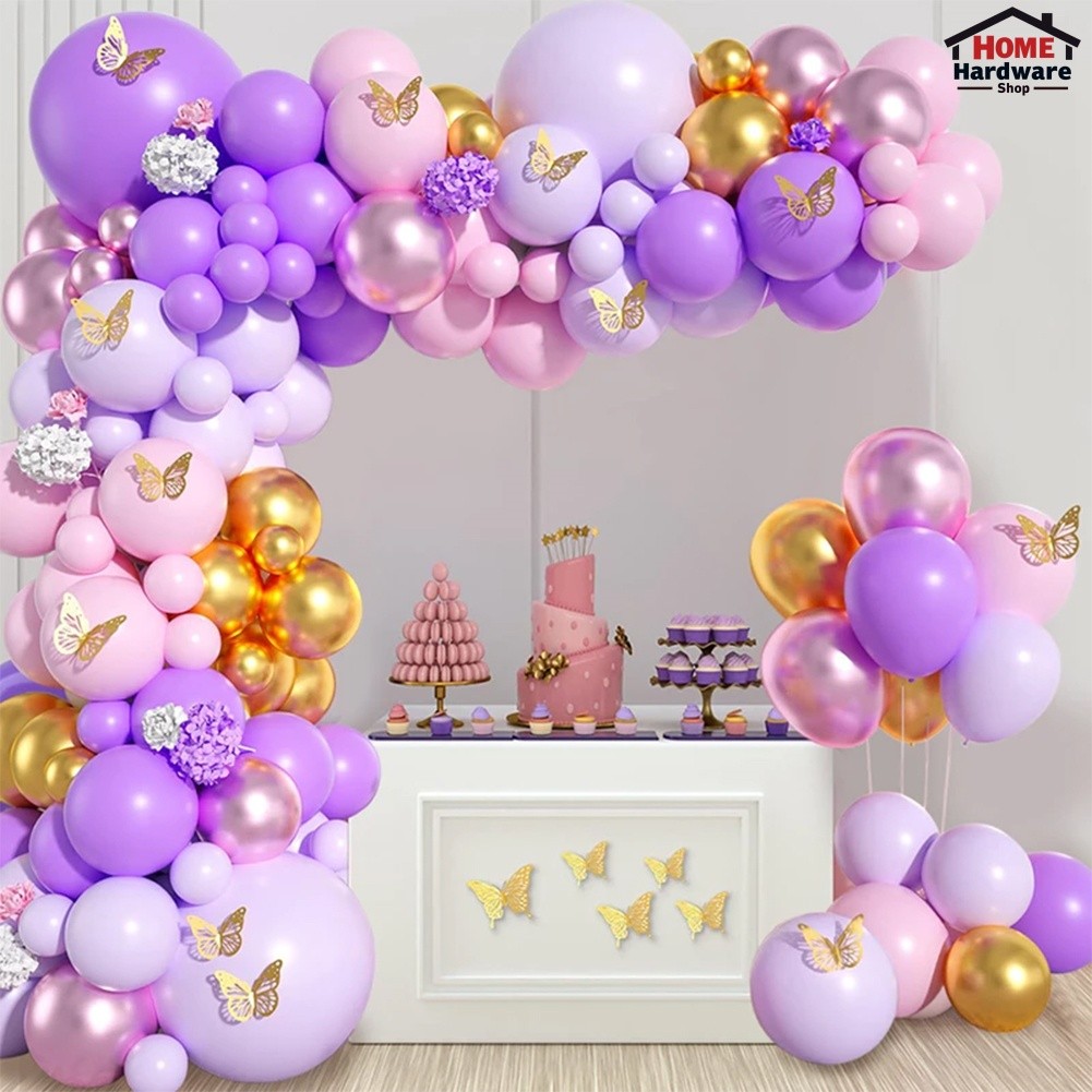 HHS Balloon Garland Arch Set Birthday Decoration Set Pink Purple ...