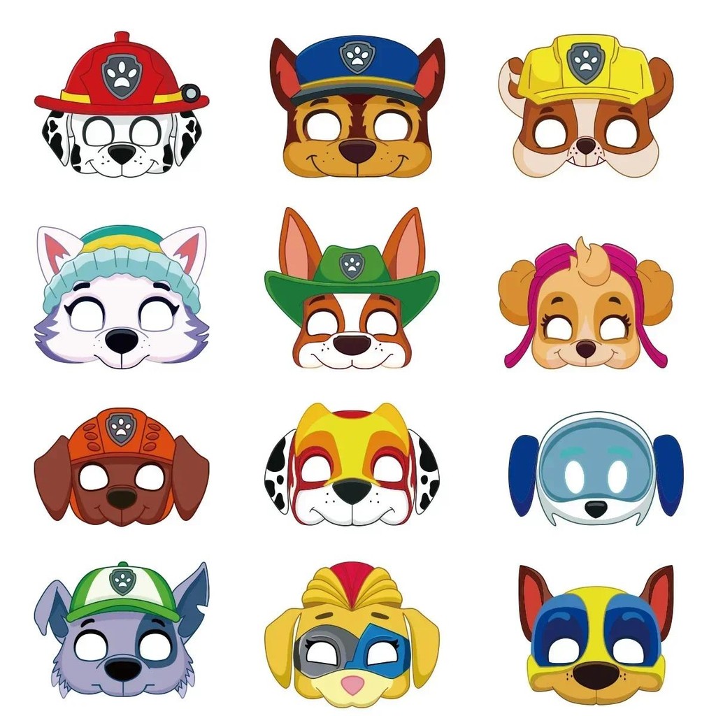 12Pcs Paw Patrol Birthday Party Masks Toy Puppy Patrol Kids Costume ...