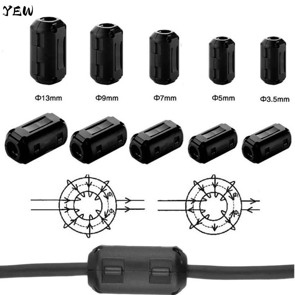 YEW Ring Core Ferrite Bead Clamp, Black Anti-interference Choke Coil ...