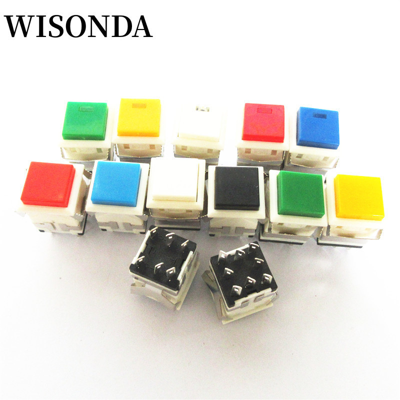 Momentary Latching KD2-21 22 23 24 Square Push Button Switch With LED Indicator 6PIN 8PIN 3A ...