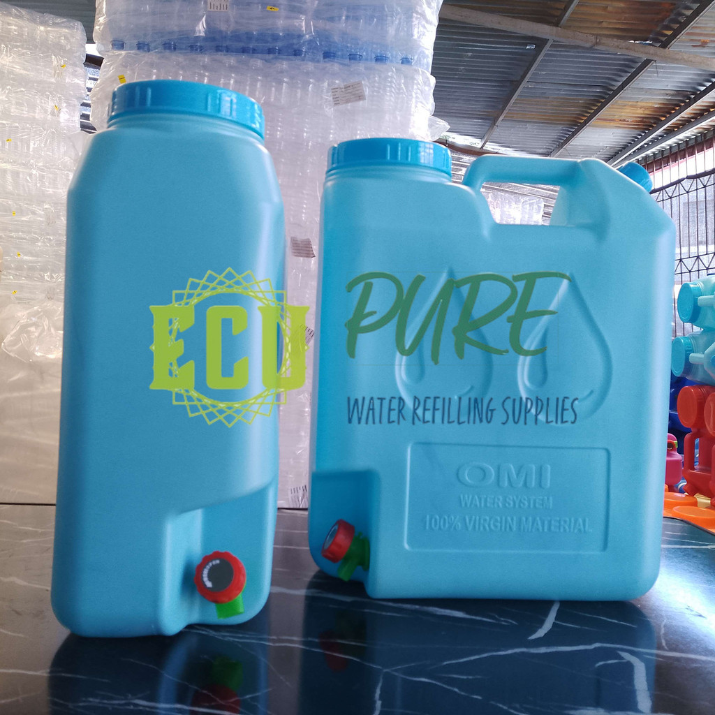 Colored 5 Gallon Slim Jug Water Container with Faucet LIGHT BLUE ...