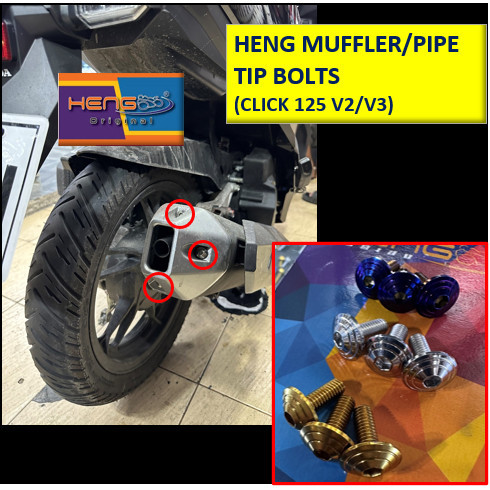 HENG Legit Original Pipe Muffler Tip for HONDA CLICK 125 V2 and V3 ...