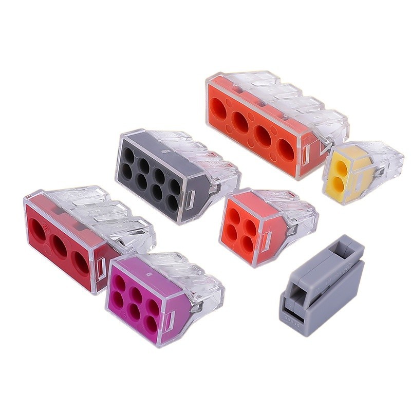 Quick terminal plug-in push-type butt joint connector one-in two-three ...