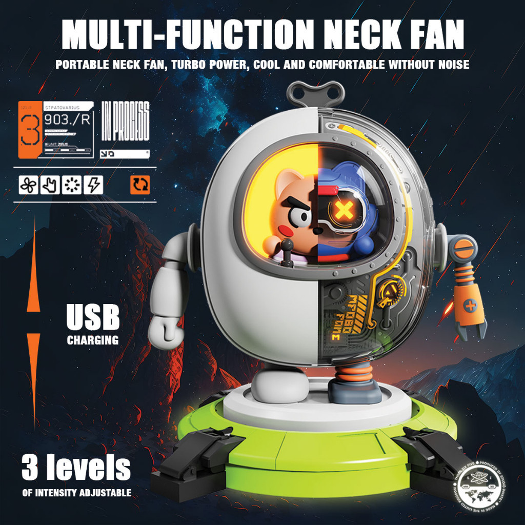 Mecha Hanging Neck Fan Portable Fan Handheld Cooling Fan USB Mute 3 ...
