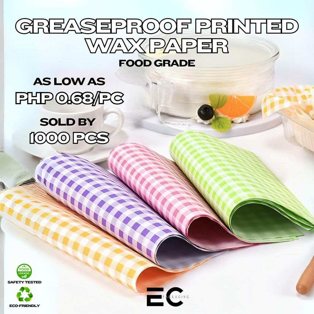 EC 1,000PCS Grid Printed Grease Proof Paper Bento Cake Paper Food ...