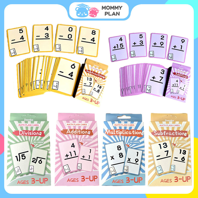 36 Cards Early Learning Flash Card For Kids Educational Math Addition ...