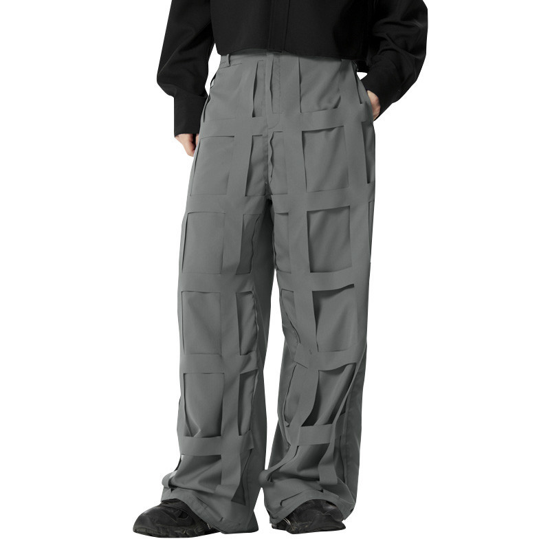 Men Vintage Fashion Deconstructed Design Solid Color Casual Pants ...
