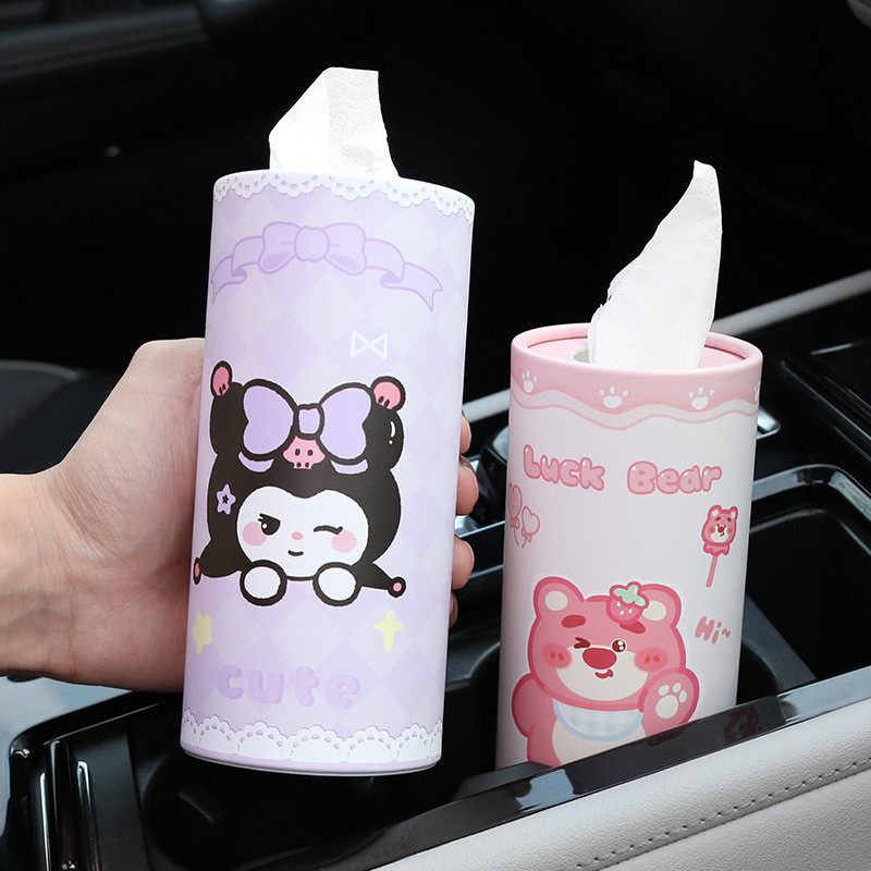 (30 Free Tissues) Universal Car Tissue Box Cartoon Kuromi Capybara Home ...