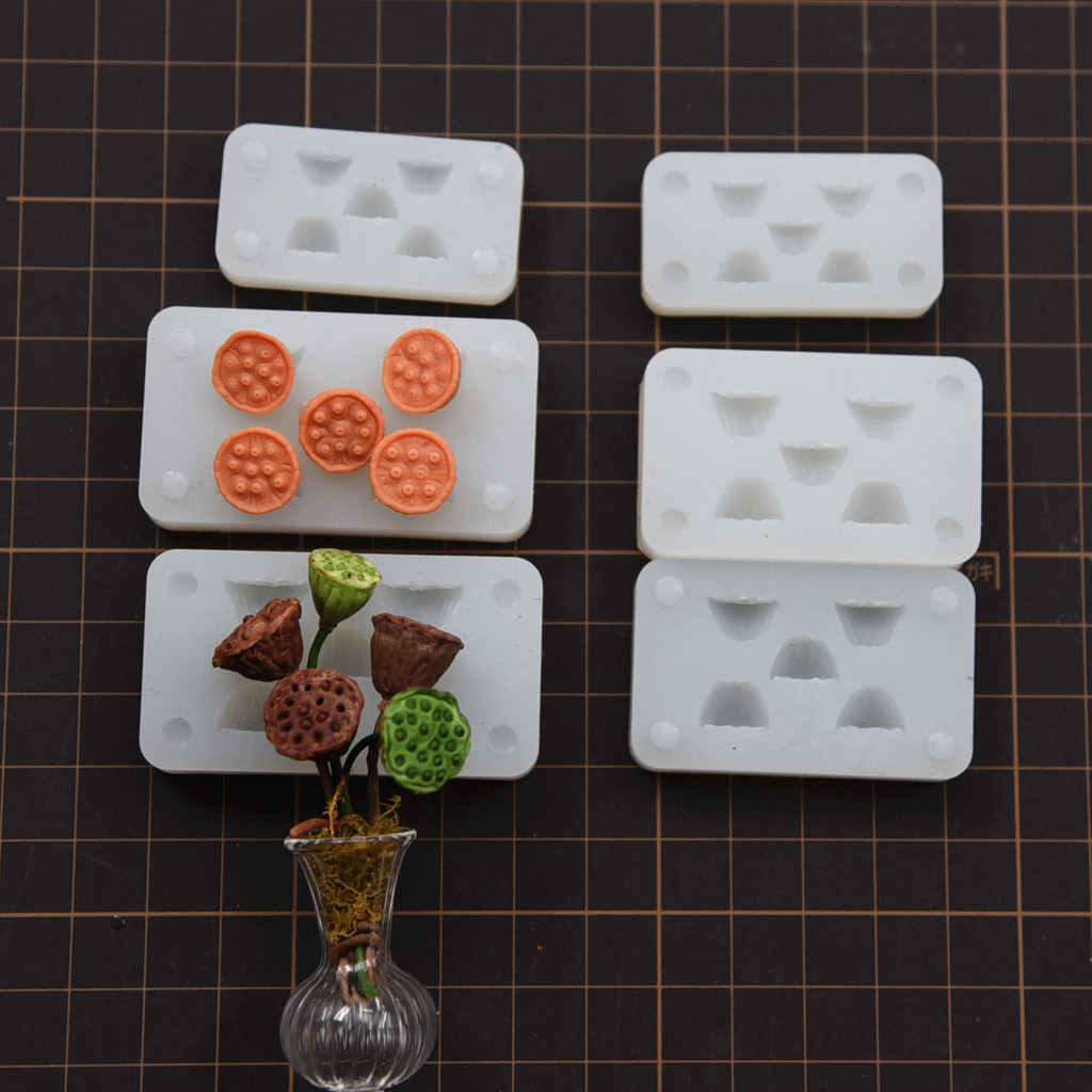 Mini diy Lotus Series Miniature Lotus Pod Silicone Mold Soft Pottery ...