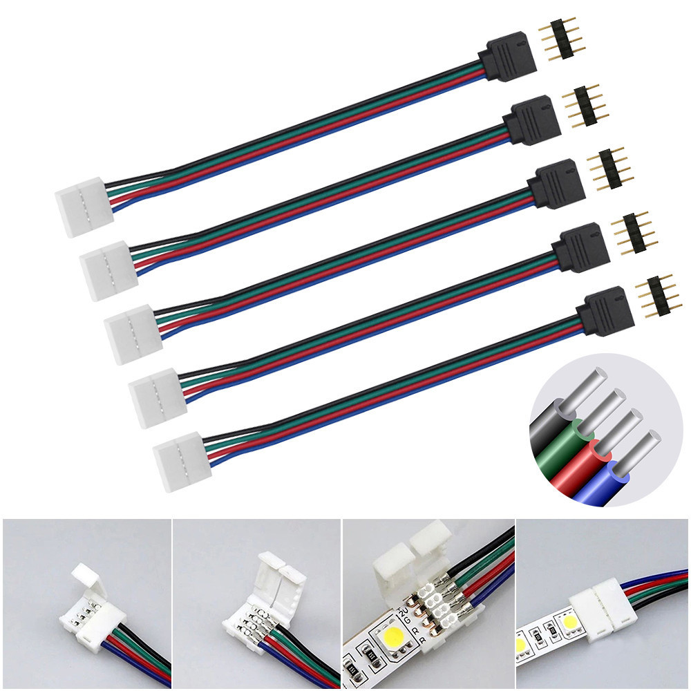 10Pcs 4Pin 5050 3528 LED RGB Strip Extension Connector Cable Wire Led Strip Extension Cables ...