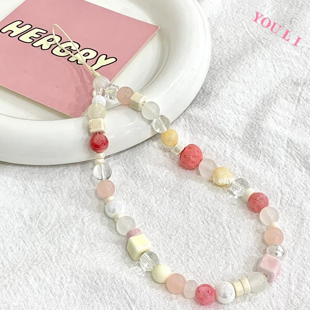 Strawberry Milkshake Mobile Phone Chain Short Original Ornaments Wrist ...