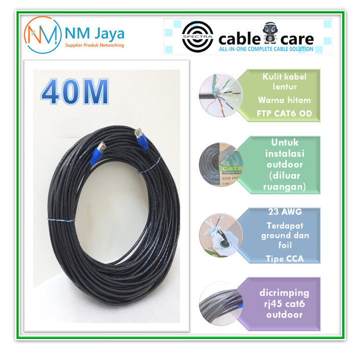 40 meter Outdoor SPECTRA FTP Cable ready to use [crimping rj45 iron ...