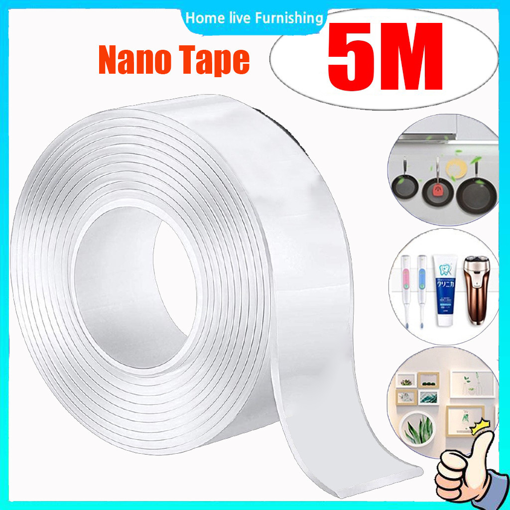 Nano Tape 5M Double Sided Adhesive Tape Strongly Sticky Traceless Strips Washable Multi Was ...