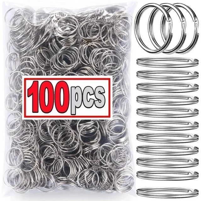 25mm Round Flat Key Holder - Round Flat Polished Silver Keyring - DIY ...