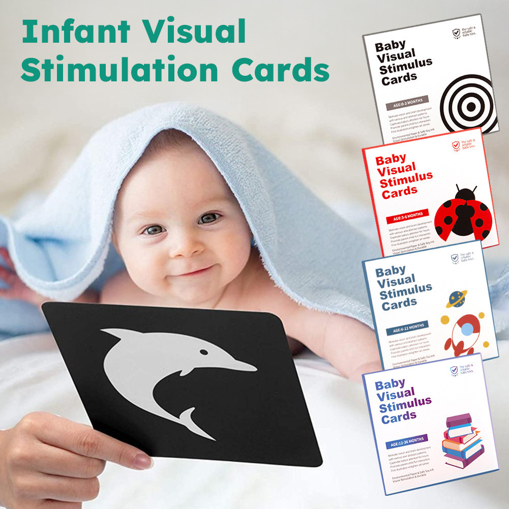 Montessori Early Education Toys Baby Visual Stimulation Cards Black ...