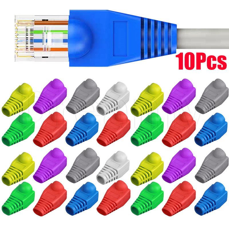 10Pcs RJ45 Ethernet Cable Head Sheath - Crystal Head Claw Protective ...