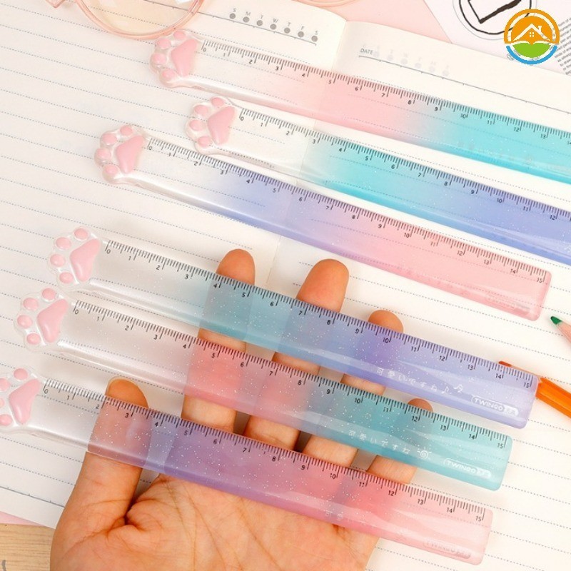 Lovely Cat Paw Plastic Measuring Rulers - Transparent Gradient Color ...