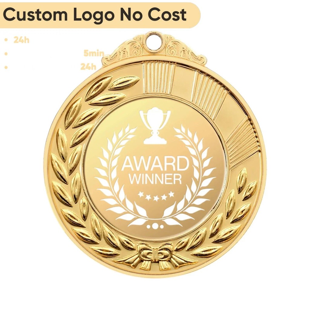 Free Customized Color Printed or Engraved 65MM Metal Medal Award Medals ...
