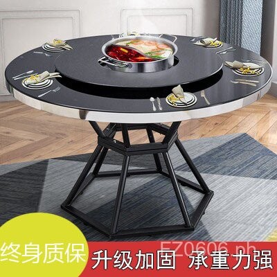 Tempered Glass Round Dining Table Restaurant Home Hot Pot Hotel with ...