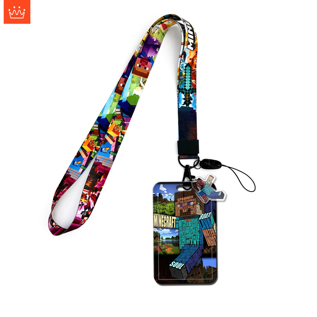 J· Minecraft Lanyard Video Games Anti-Loss Student Card Holder with ...