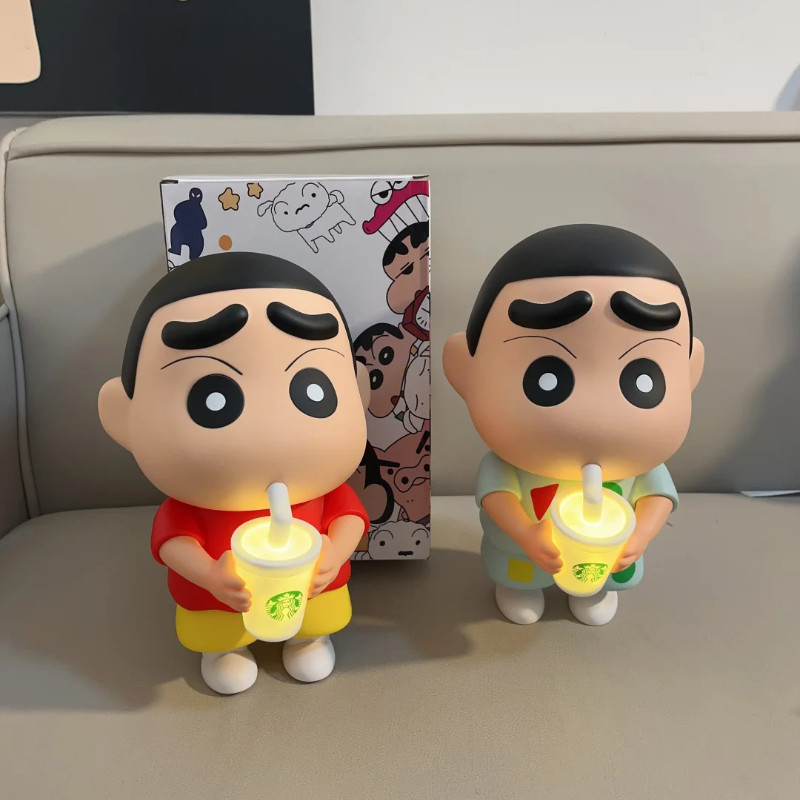 [LED] Crayon Shin chan Drinking milk tea Doll Living room decoration ...