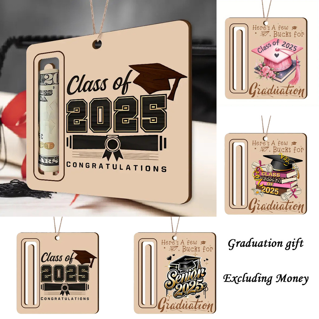 Wooden Wallet 2025 Graduation Gift Graduation Cap Pattern Design Money ...