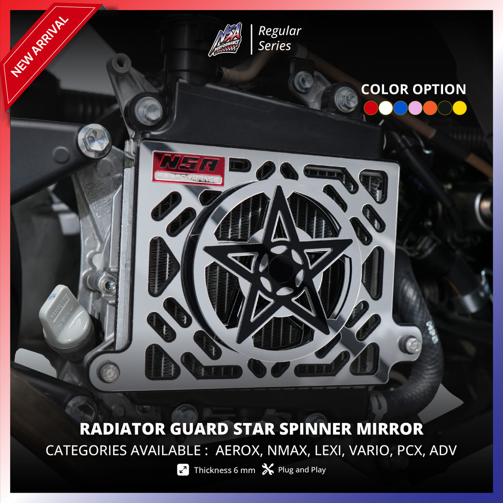NSA RADIATOR COVER SPINNER STAR MIRROR SERIES [NMAX/AEROX V1 V2 ...